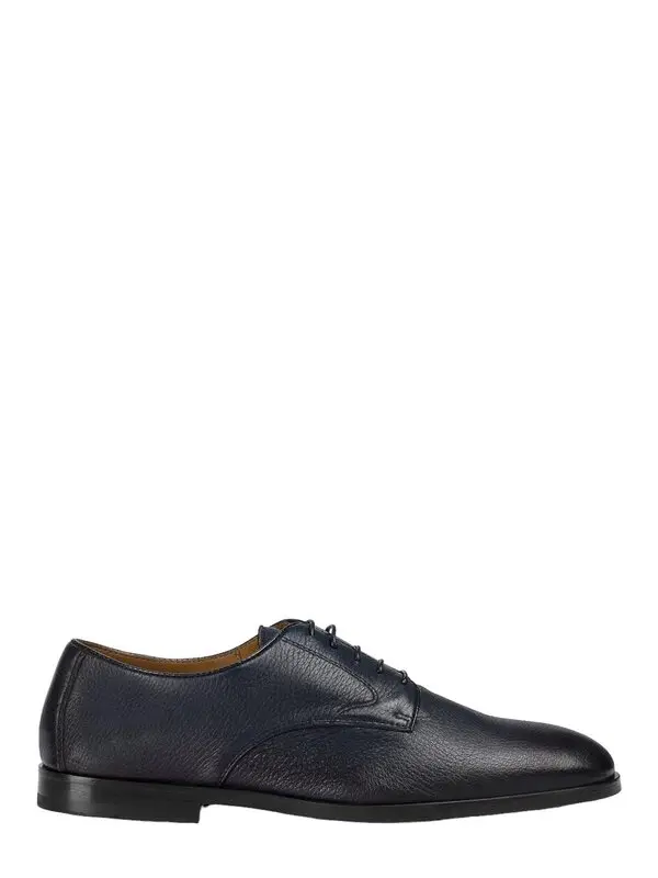 DOUCAL'S Classic Deer Leather Derby Shoes With Leather And Rubber Sole - Blue