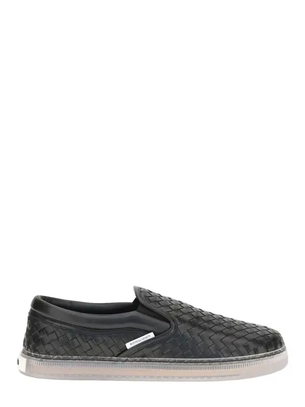 Bottega Veneta Woven Leather Slip-on Trainers - Black