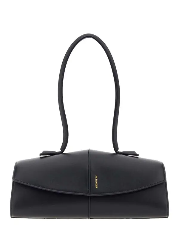 JIL SANDER Linea Lambskin Leather Shoulder Bag With Tubular Handle - Mustard