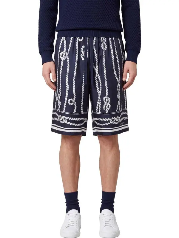 Dolce & Gabbana Graphic Print Silk Shorts - Navy