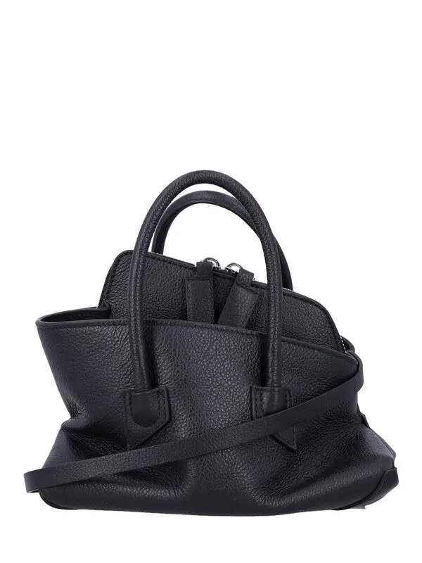 Attico La Passeggiata Hammered Leather Mini Handbag - Black