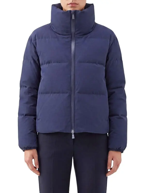Herno Quilted Nylon Down Jacket With Funnel Neck - Black