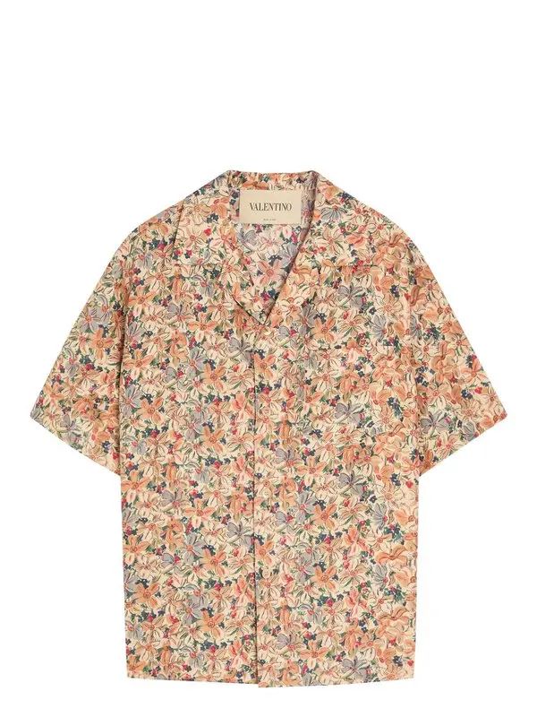 Valentino Garavani Floral-print Silk-chiffon Shirt - Beige
