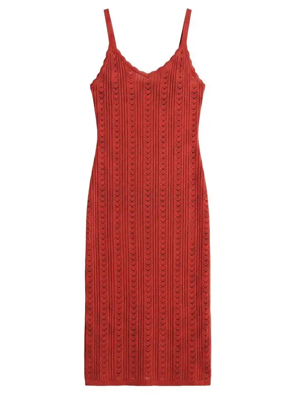 BRODIE CASHMERE Open Stitch Dress - Red