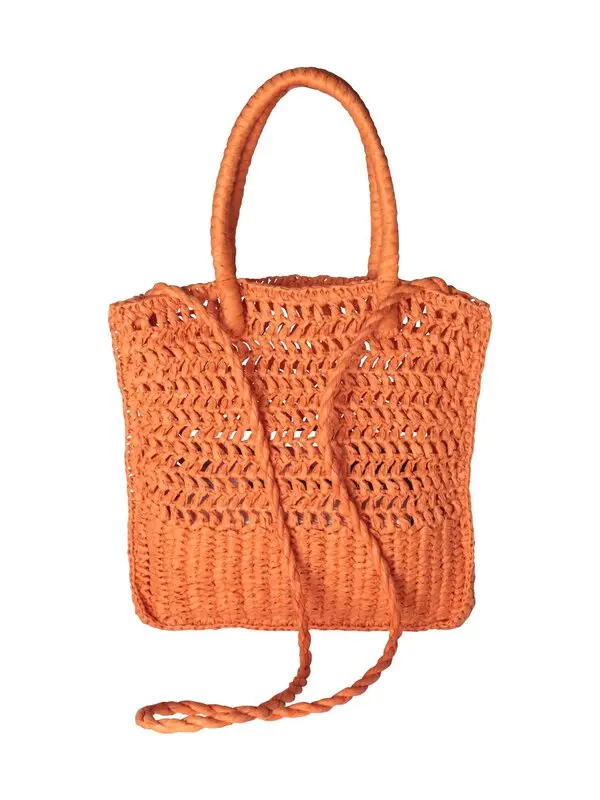2KSTYLE Tamuna Small Woven Raffia Tote Bag - Orange
