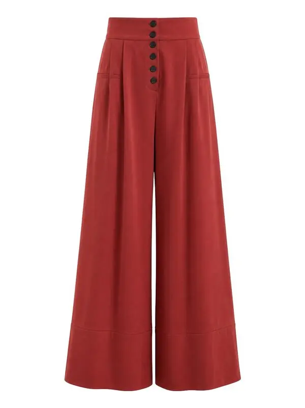 JULIA ALLERT Button Front Palazzo Trousers - Red