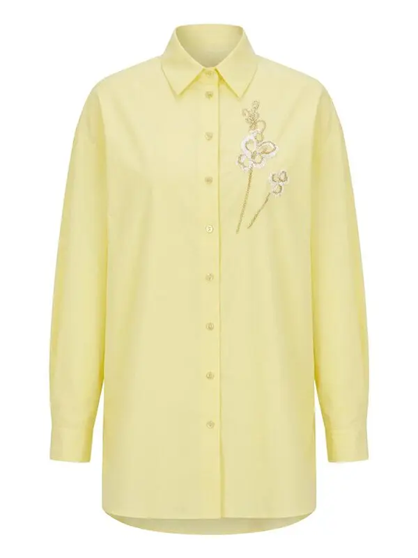 EXQUISE Bernetta Embroidered Shirt - Yellow