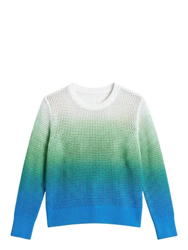 BRODIE CASHMERE Mesh Dip Dye Crew - Green