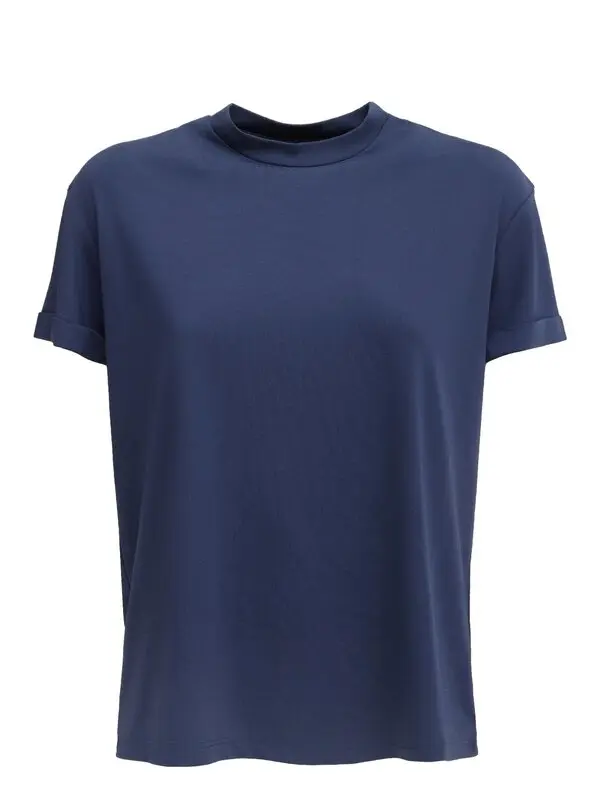 JULIA ALLERT Mock Neck Rolled Sleeve T-shirt - Blue