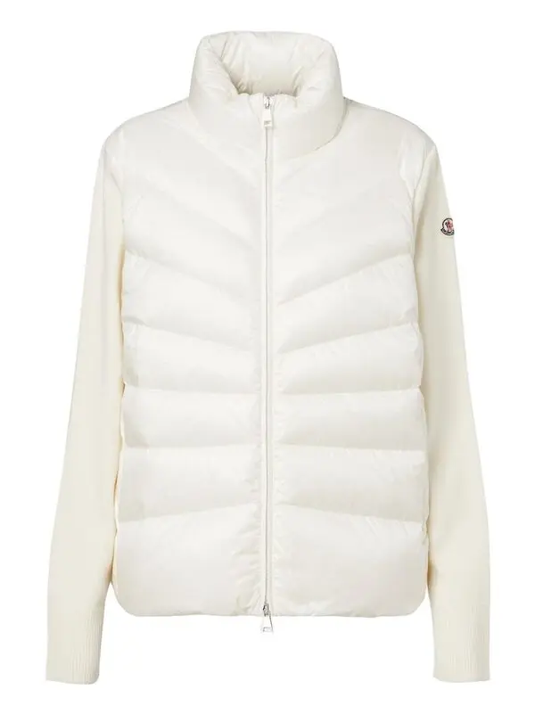 Moncler Virgin Wool Cardigan With Down Panelling - White