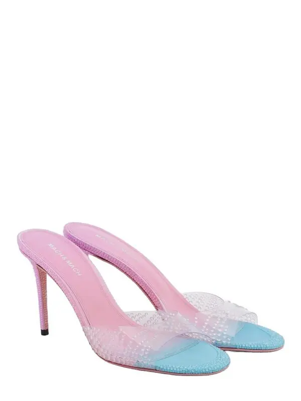 Mach & Mach Crystal Flame Embellished Pvc Mules - Pink