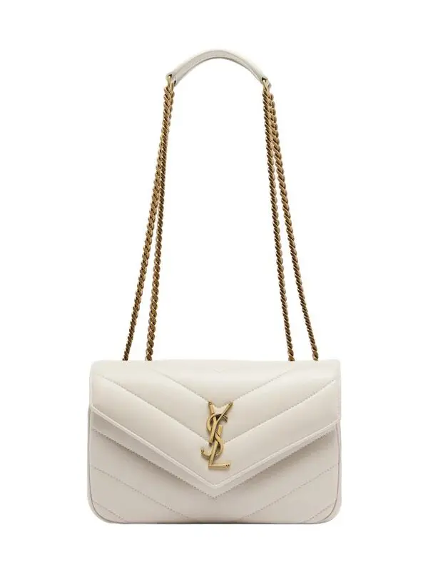 Saint Laurent Loulou Small Leather Shoulder Bag - White