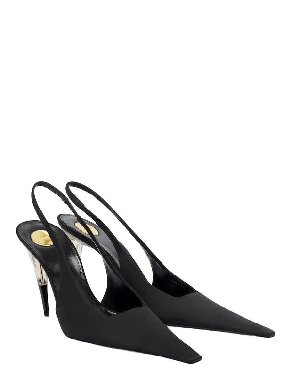 Saint Laurent Goya Satin Slingback Pumps - Black