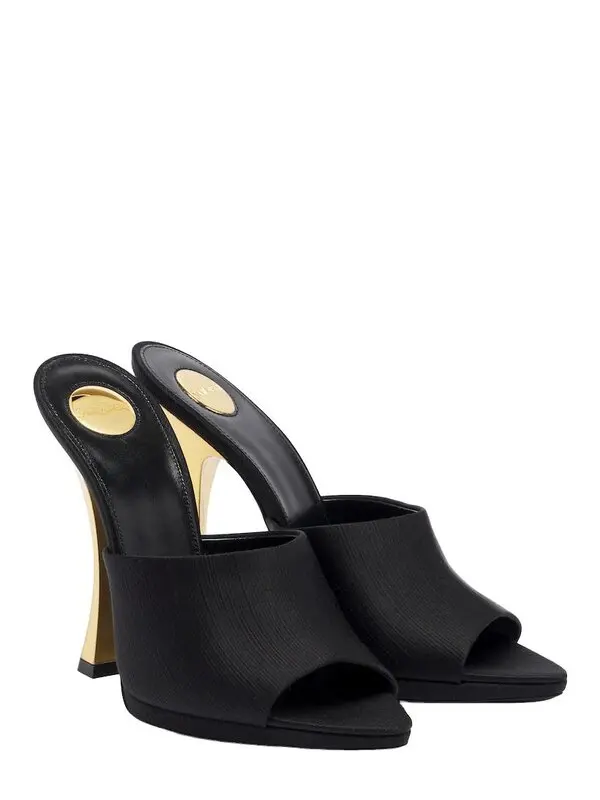 Saint Laurent Léon Satin Mules - Black