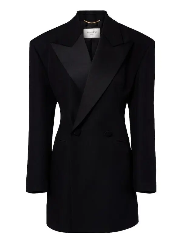 Saint Laurent Wool-blend Double-breasted Blazer - Black
