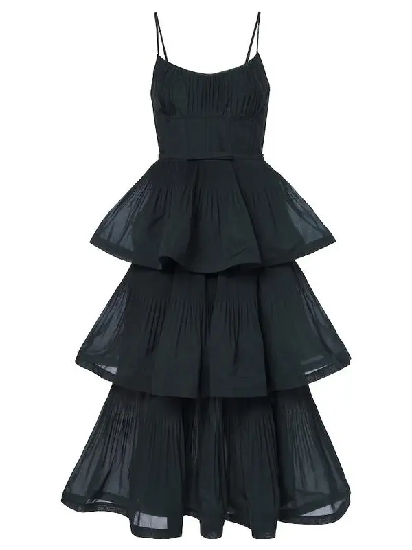 Zimmermann Pleated Tiered Bustier Dress - Green