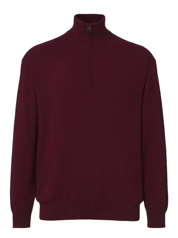 LISA YANG Augustus Cashmere Half-zip Sweater - Burgundy