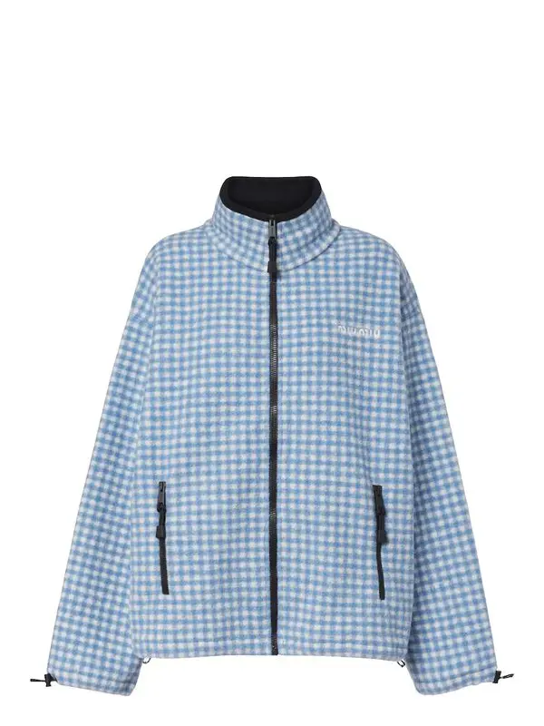 Miu Miu Gingham Fleece Jacket - Blue
