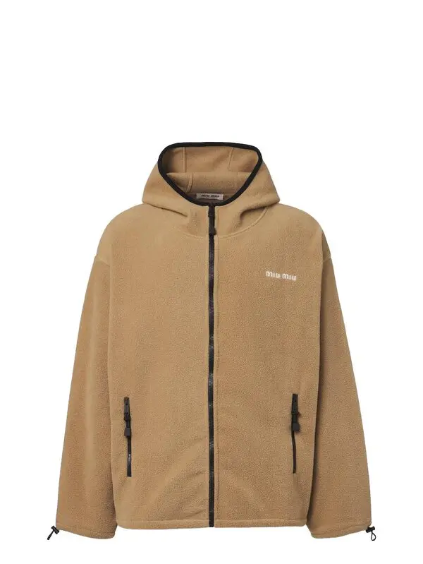 Miu Miu Hooded Fleece Jacket - Beige