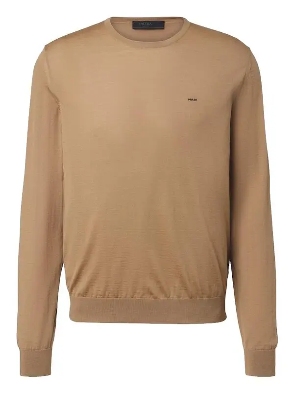 Prada Virgin Wool Crew Neck Sweater - Beige