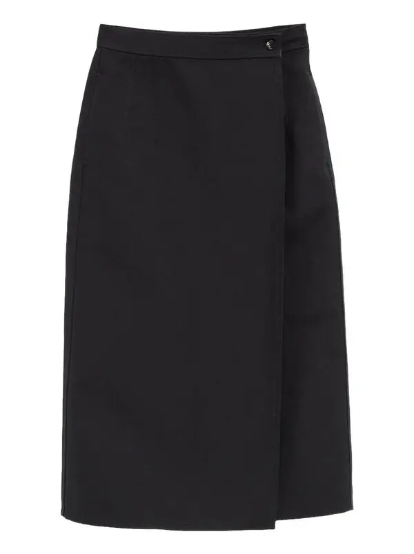 Bottega Veneta Cotton Midi Skirt - Black
