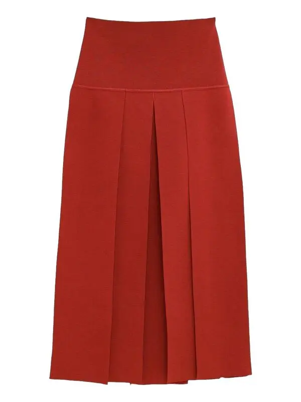 Alaïa Silk Blend Midi Skirt - Red