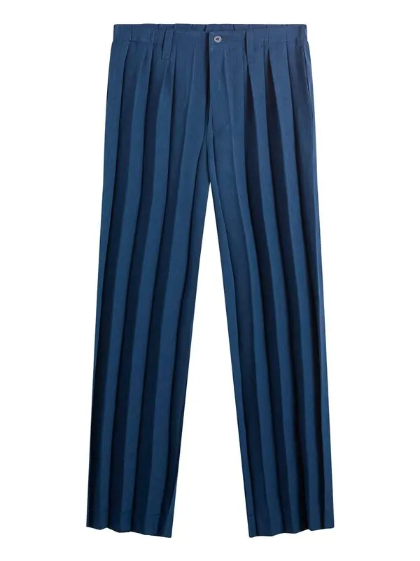 Issey Miyake Pleated Wide-leg Trousers - Navy