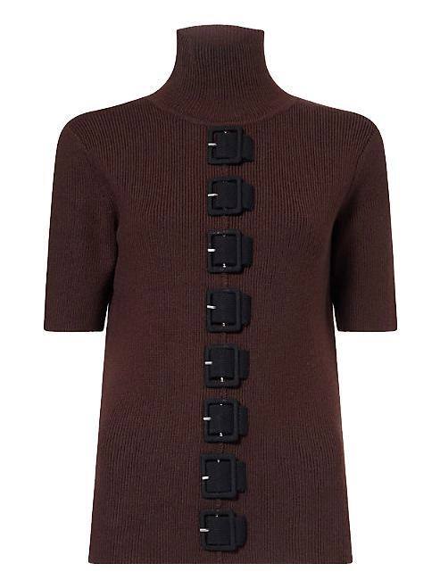 ZANKOV Silvina Buckle-embellished Wool Top - Chocolate