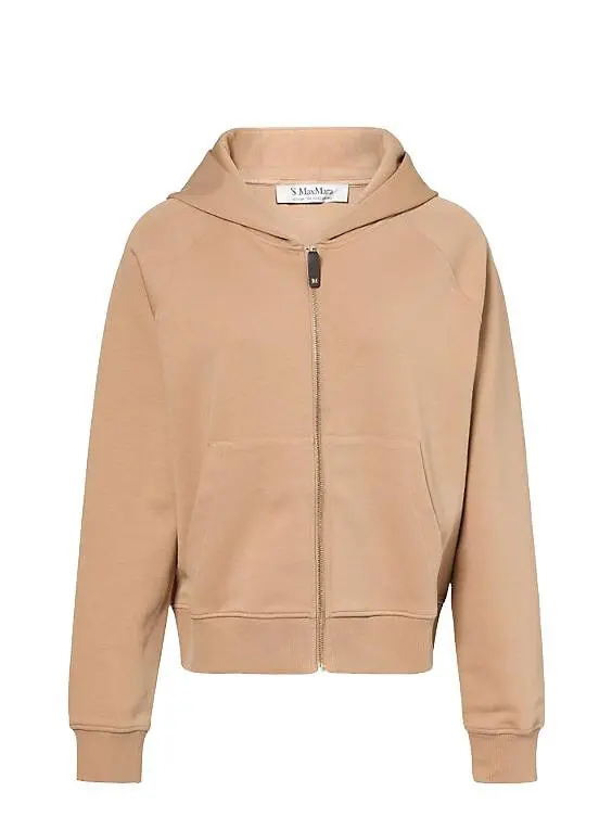 Max Mara Technical Zip Cotton-jersey Hoodie - Camel