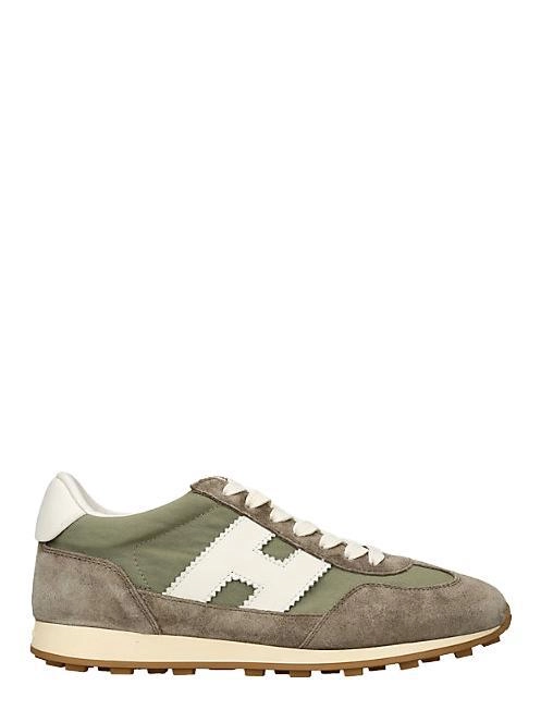 Hogan Suede And Woven Lace-up Trainers - Green