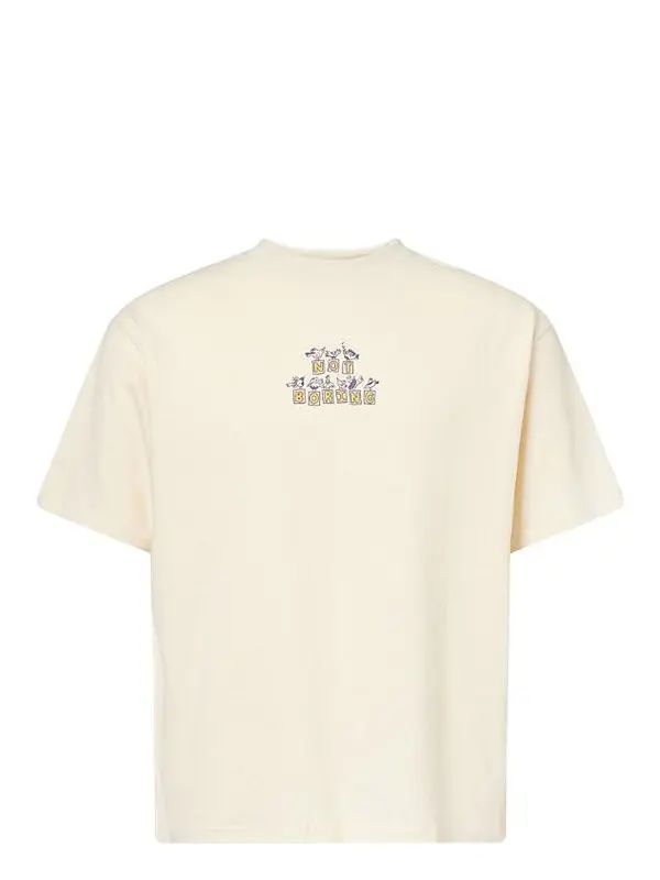 NOT BORING Turning Herads Graphic-print Cotton T-shirt - Creme