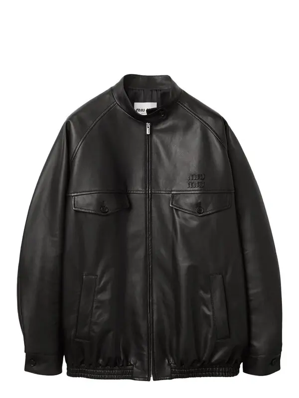 Miu Miu Nappa Leather Blouson Jacket - Black