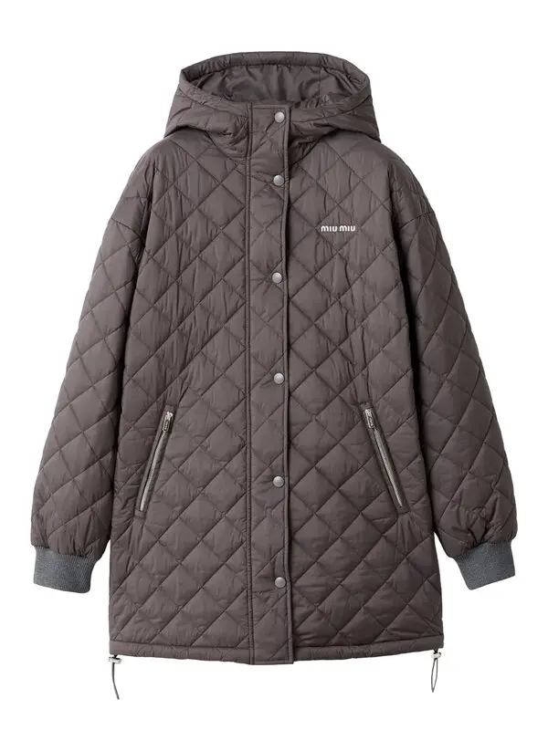 Miu Miu Technical Ponge Down Quilted Coat - Grey