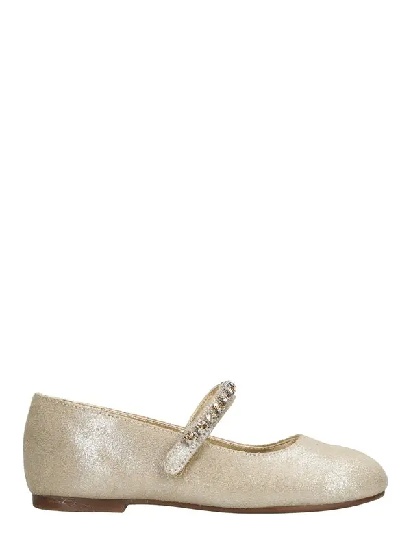 BABYWALKER Leather Crystal-strap Ballet Flats - Gold
