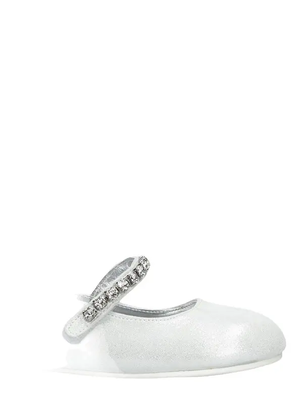 BABYWALKER Leather Crystal-strap Ballet Flats - Silver