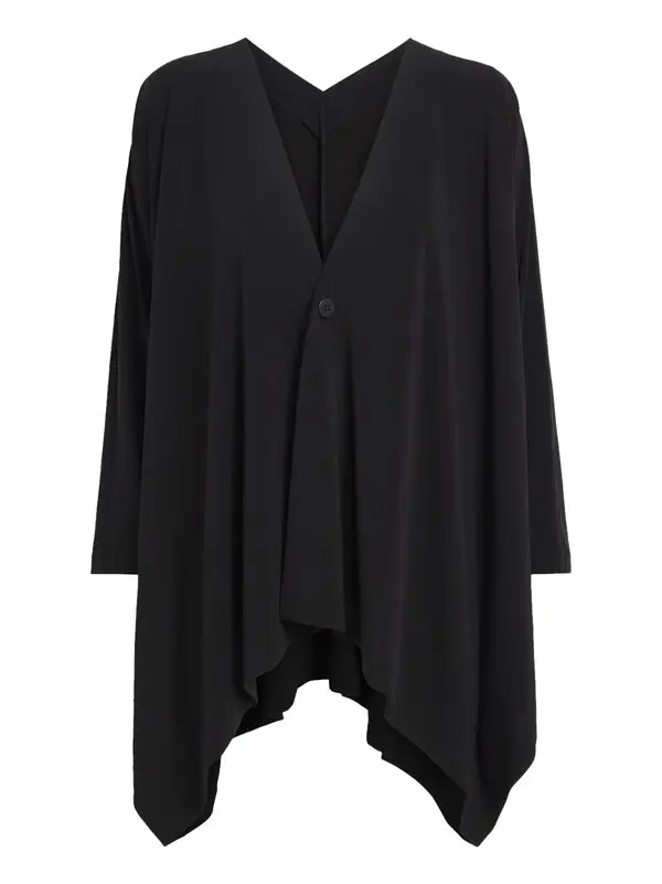 Issey Miyake Drape Jersey Cardigan With Asymmetrical Hem - Black