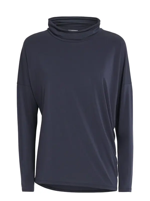 Issey Miyake Drape Jersey High Neck Top - Blue
