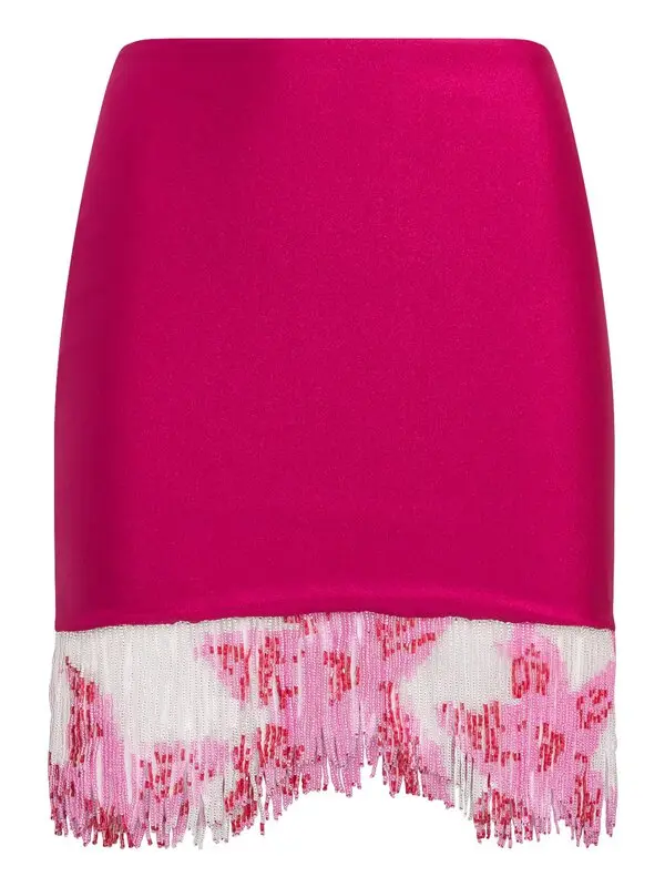 PatBO Embellished Fringe Mini Skirt - Pink