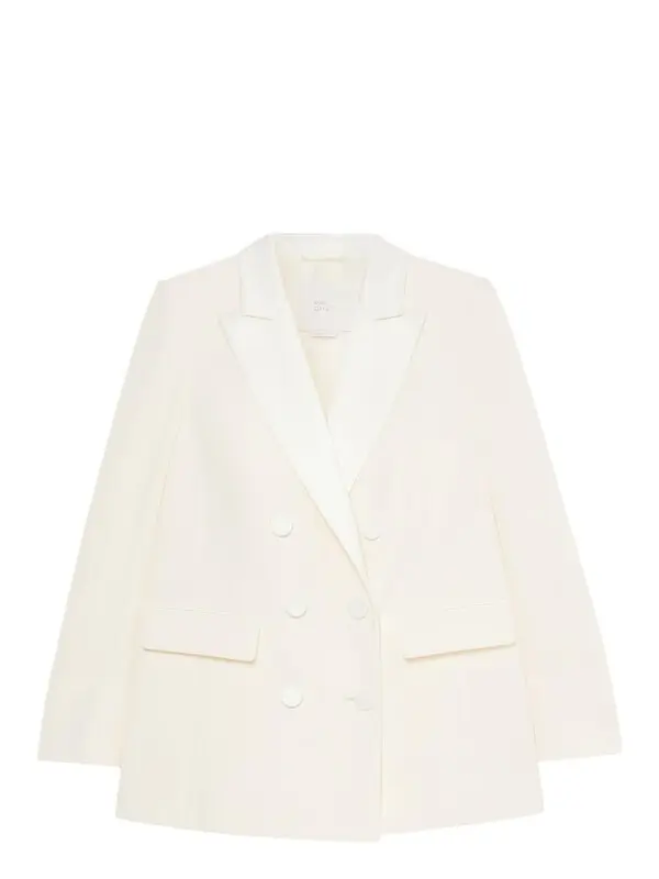 Marina Rinaldi Double-breasted Blazer With Satin Trims - Ivory