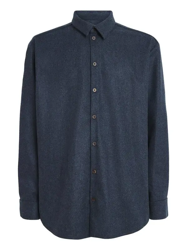 Johnstons Of Elgin Wool-cashmere Overshirt - Navy
