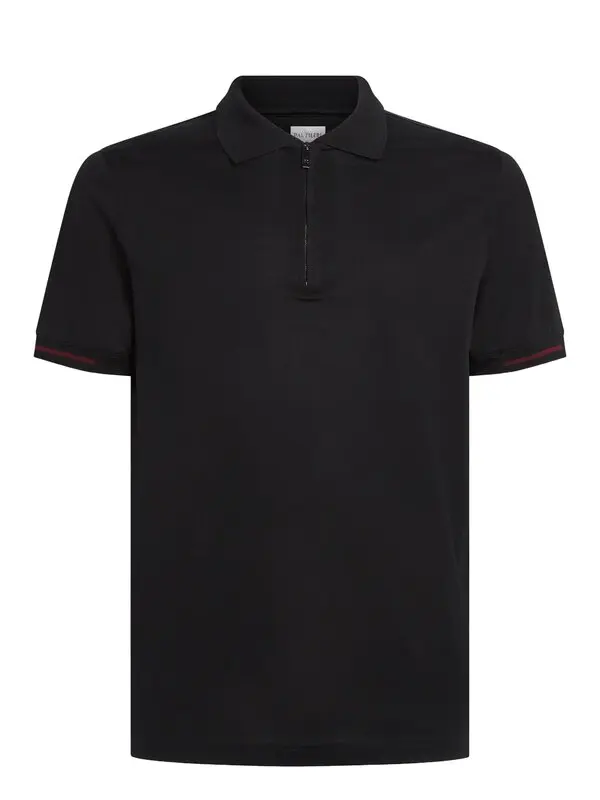 Pal Zileri Cotton Zip-up Polo Shirt - Black