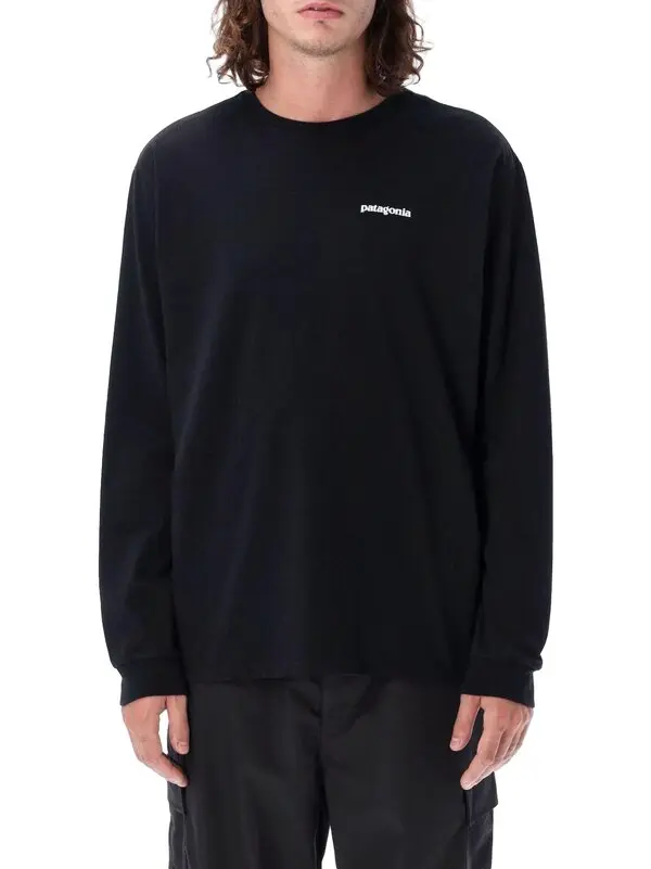 Patagonia Long-sleeved T-shirt In Recycled Cotton Blend With Graphic Print - Black