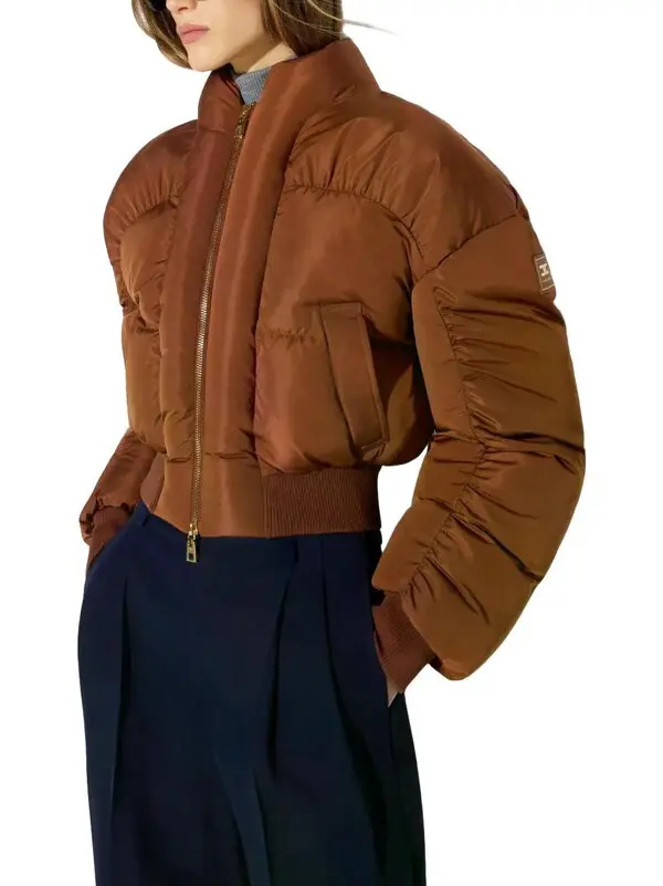 Elisabetta Franchi Padded Voile Down Jacket - Brown
