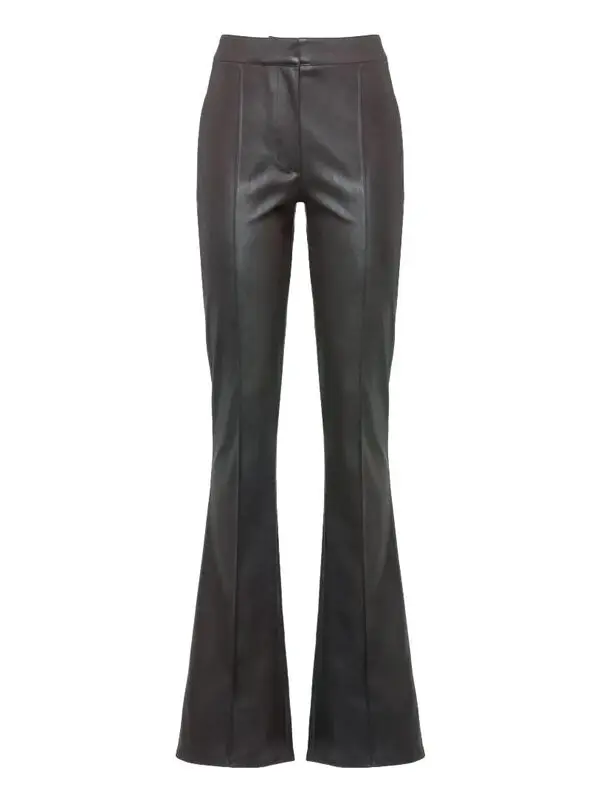 Elisabetta Franchi Faux Leather Ribbed Trousers - Brown