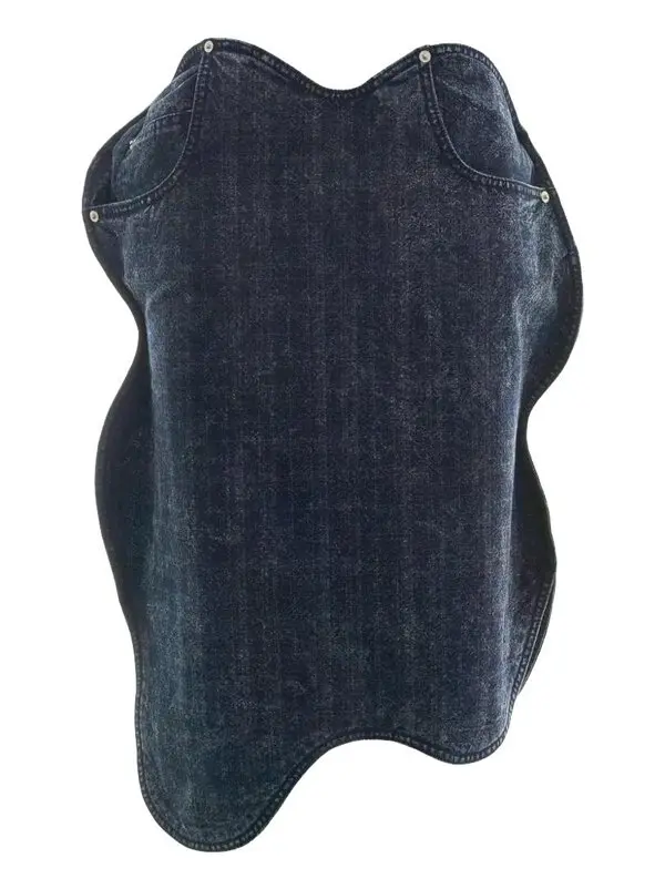 PUSHBUTTON Acid-wash Asymmetric Skirt - Blue