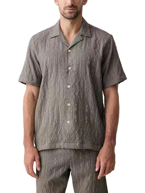 LINDBERGH Geometric-pattern Camp-collar Shirt - Grey