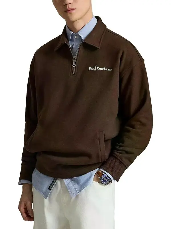 Polo Ralph Lauren Quarter-zip Embroidered Sweater - Brown