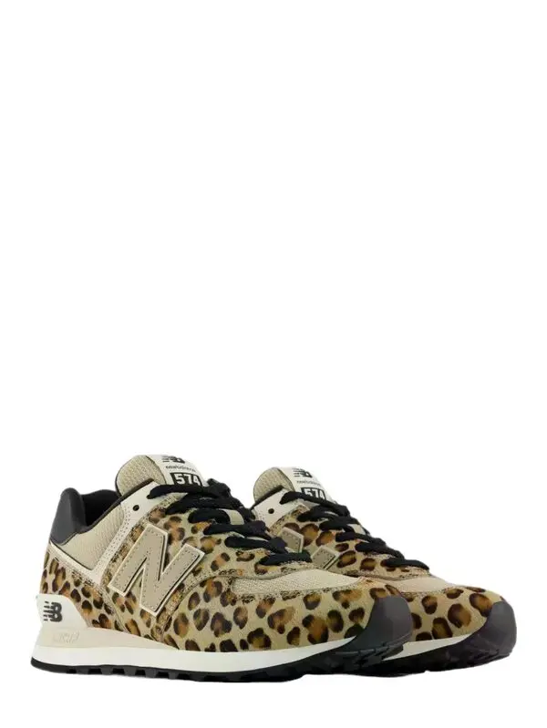 NEW BALANCE 574 Leopard Print Lace Up Sneakers - Neutrals