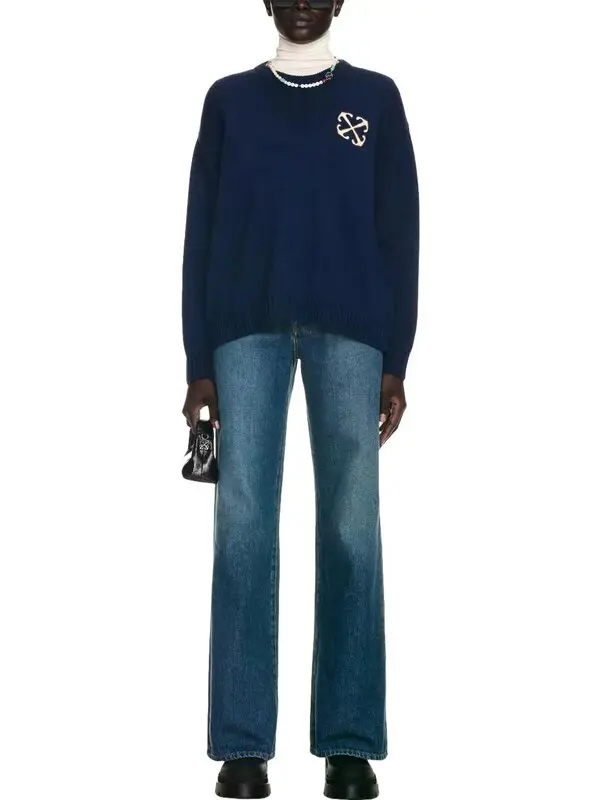Off-White Intarsia-knit Logo Jumper - Blue