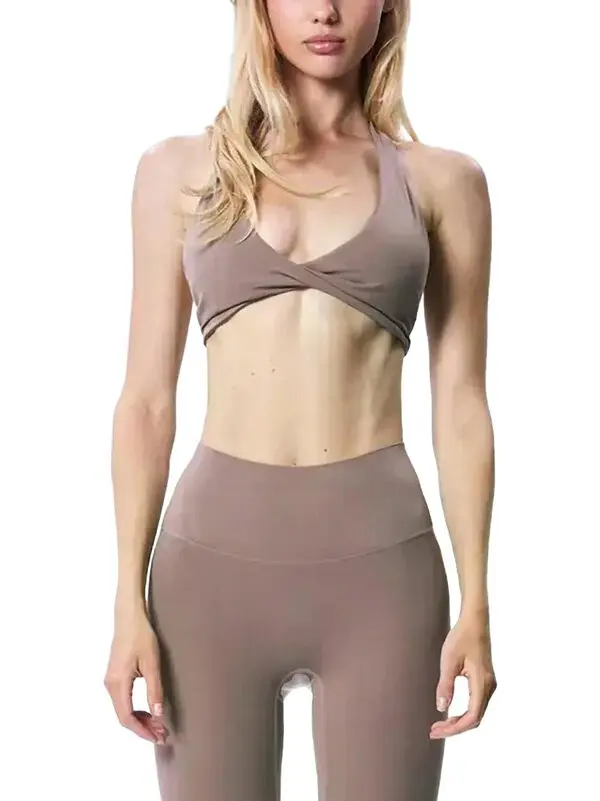 GOD SAVE QUEENS Twist-front Halterneck Crop Top - Brown